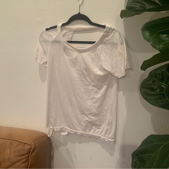 Chaser | Tops | White Chaser S Cutout Distressed Burnout Semi Sheer ...